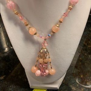 Vintage | Jewelry | Vintage 32 Pink Ab Chain And Clip On Earrings Set ...